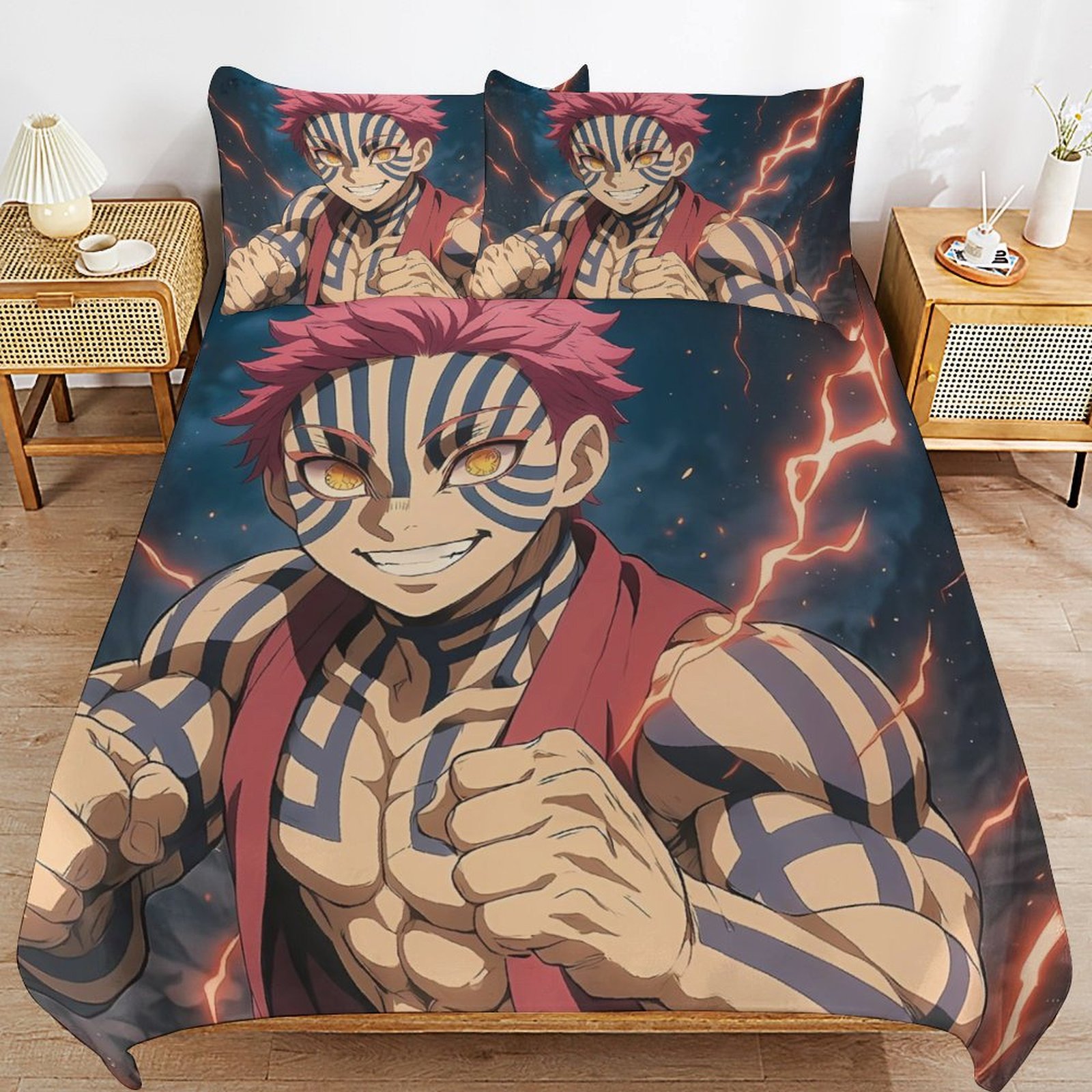 Demon Slayer Akaza Bed Duvet Cover Microfiber Bedding Sets 3D Printed ...