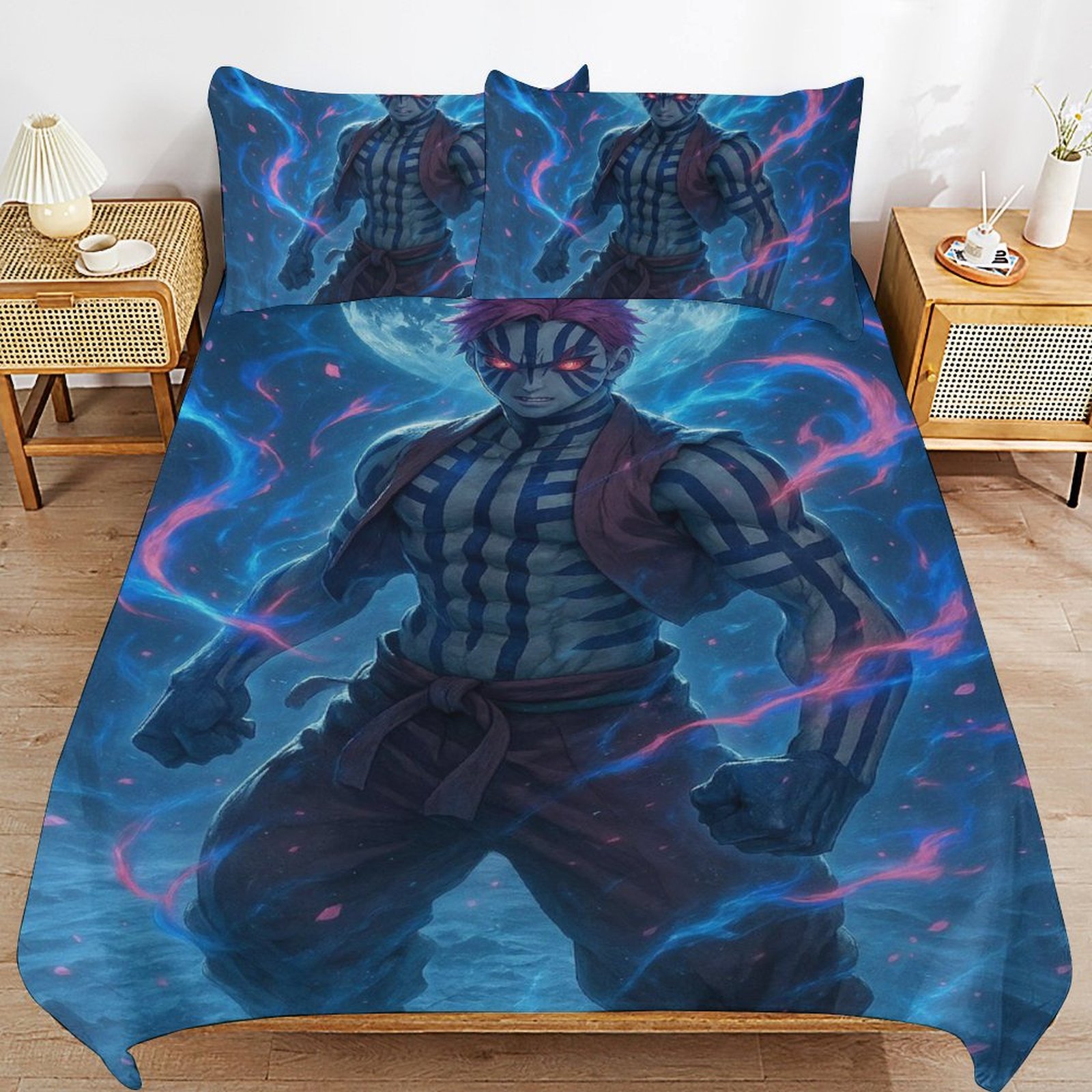 Demon Slayer Akaza Bed Duvet Cover Microfiber Bedding Sets 3D Printed ...