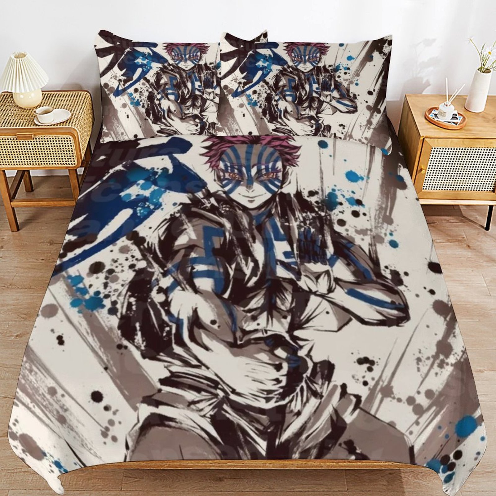 Demon Slayer Akaza Bed Duvet Cover Microfiber Bedding Sets 3D Printed ...