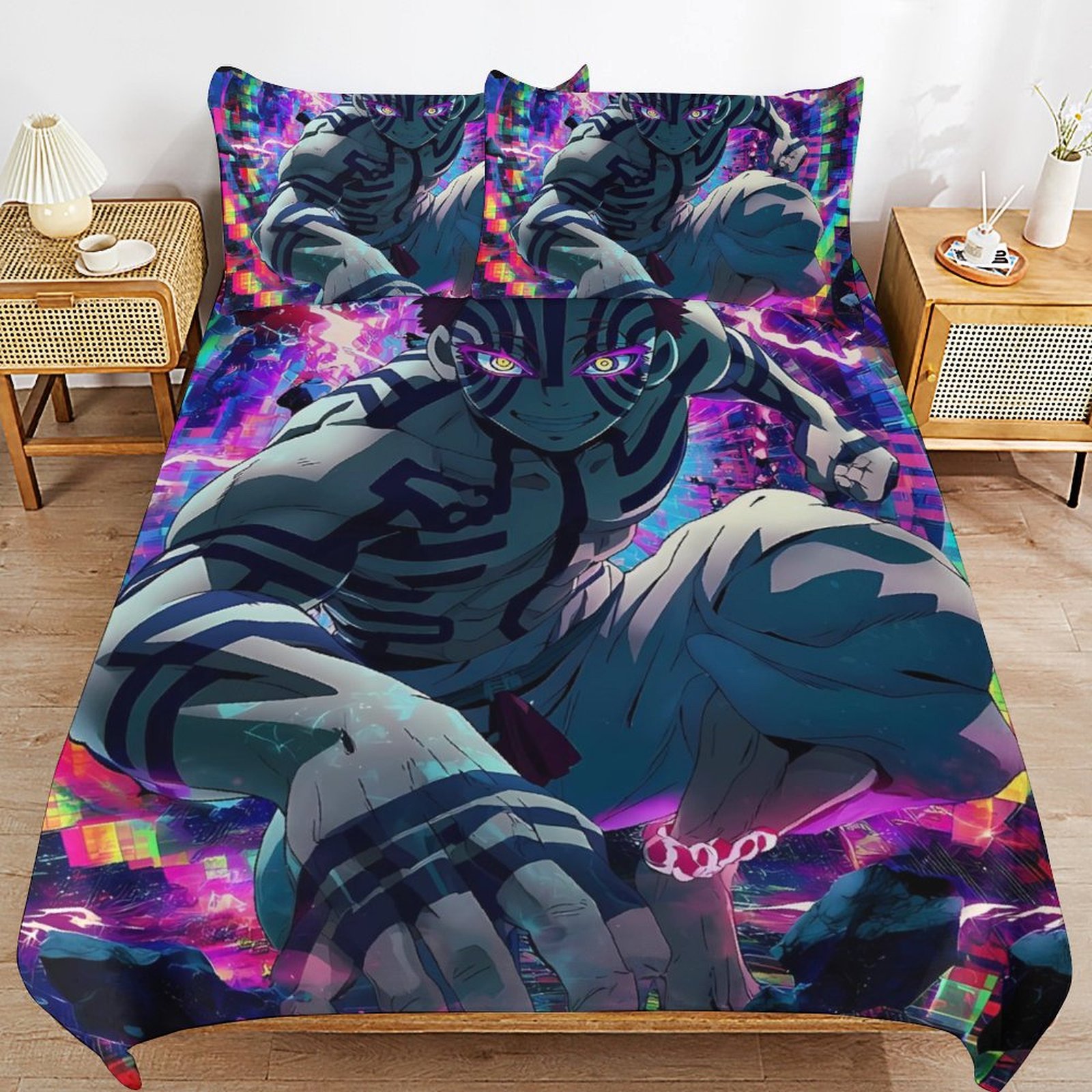 Demon Slayer Akaza Bed Duvet Cover Microfiber Bedding Sets 3D Printed ...