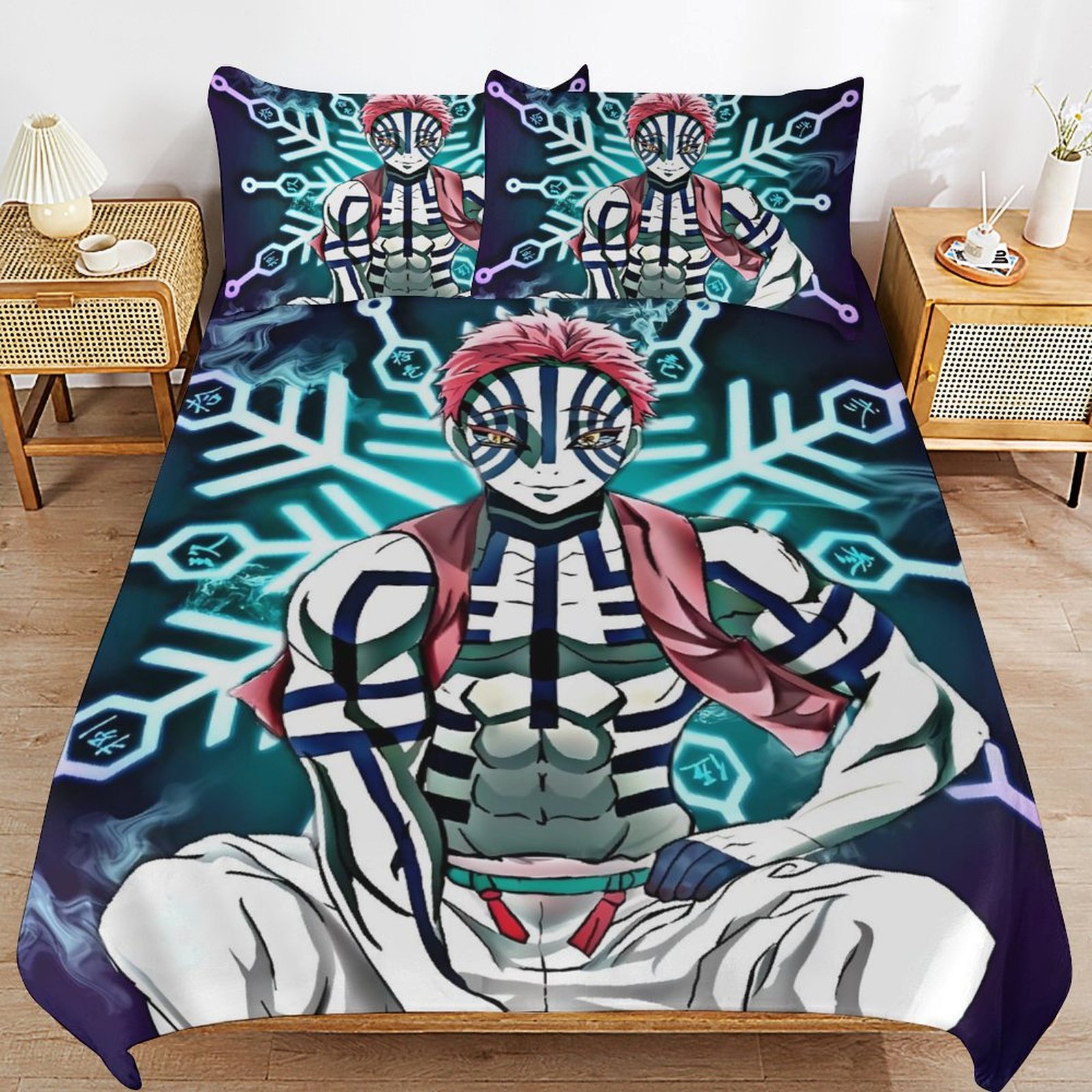 Demon Slayer Akaza Bed Duvet Cover Microfiber Bedding Sets 3D Printed ...