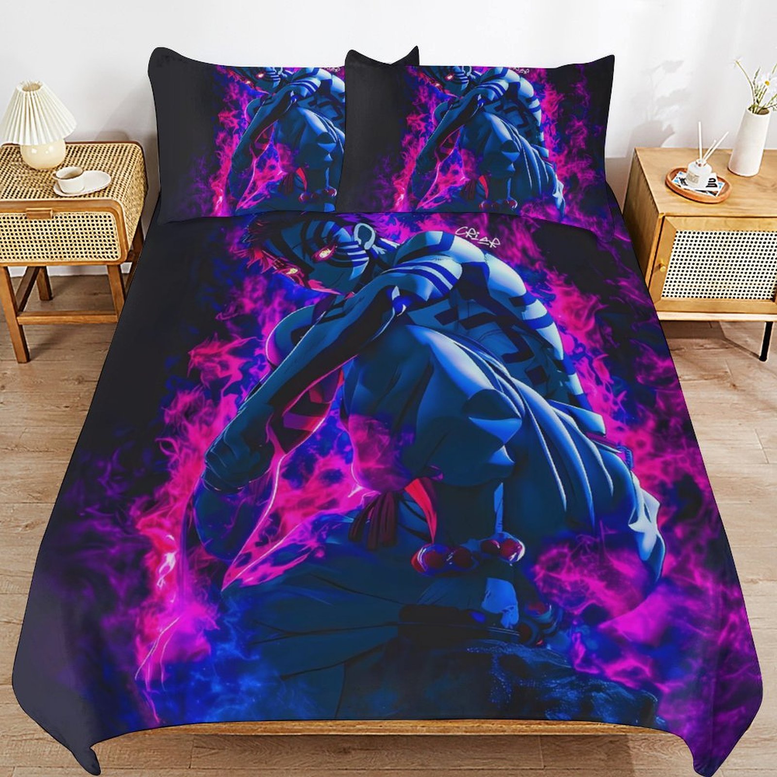 Demon Slayer Akaza Bed Duvet Cover Microfiber Bedding Sets 3D Printed ...
