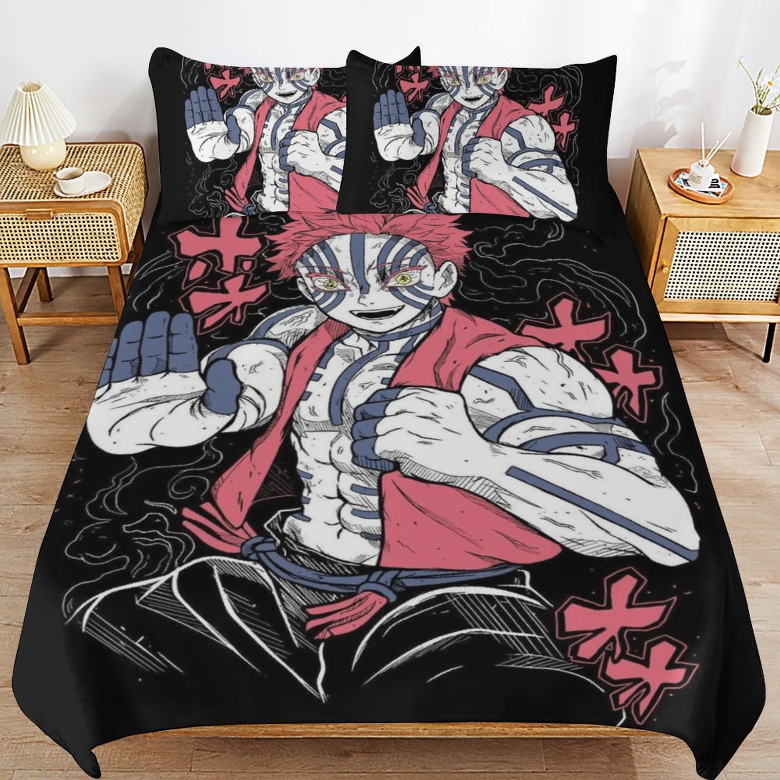 Demon Slayer Akaza Bed Duvet Cover Microfiber Bedding Sets 3D Printed ...