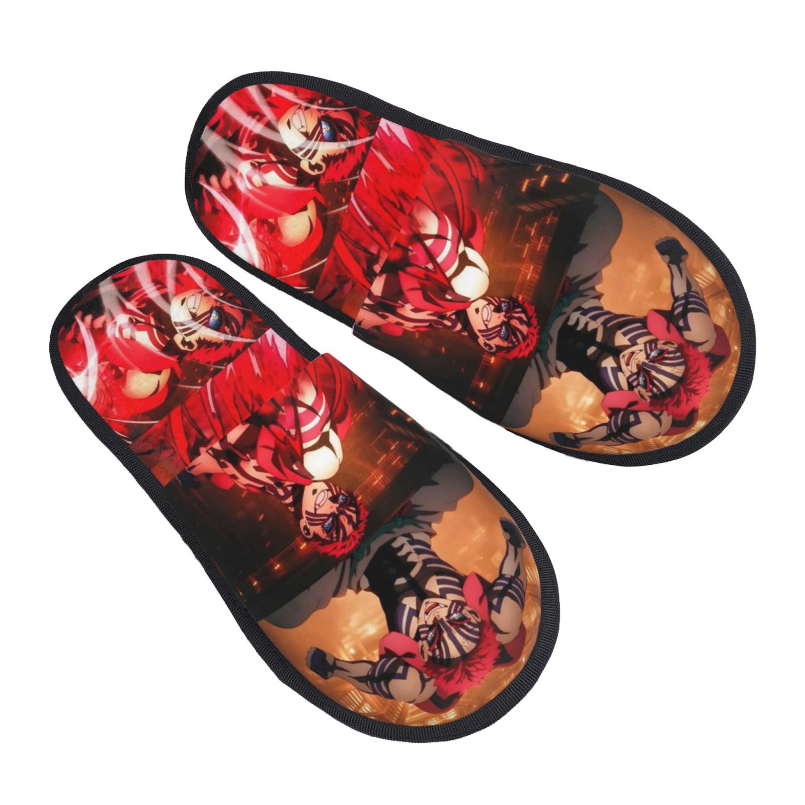 Demon Slayer Akaza Furry Slippers For Men Women Fuzzy House Slippers ...