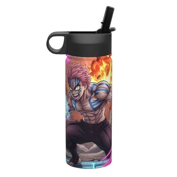 Demon Slayer Akaza Insulated Water Bottle With Straw - 18 Oz Stainless ...