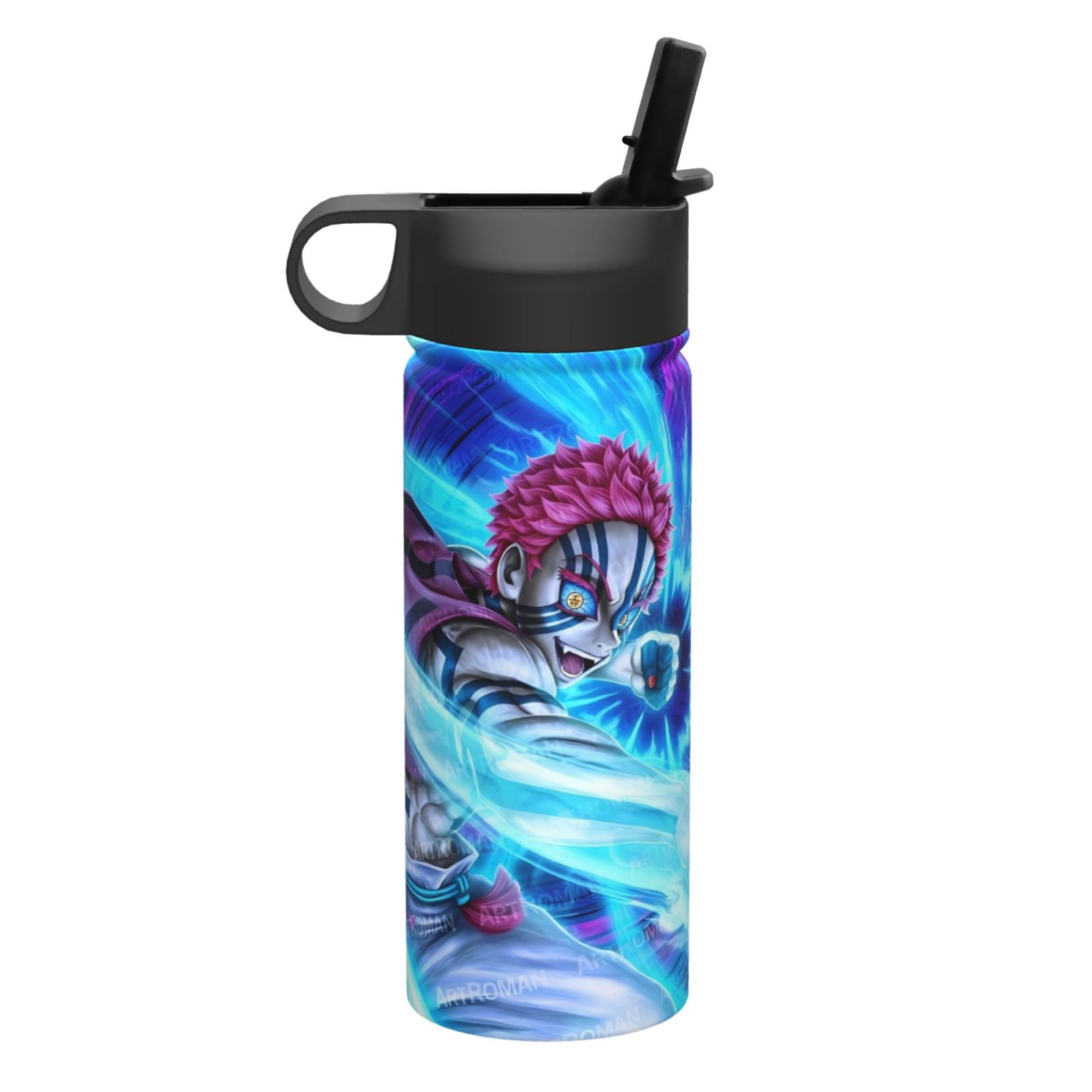 Demon Slayer Akaza Insulated Water Bottle With Straw - 18 Oz Stainless ...
