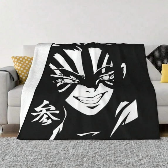 Demon Slayer Akaza Monochrome Design Throw Blankets | 4 Sizes (30x40 to ...