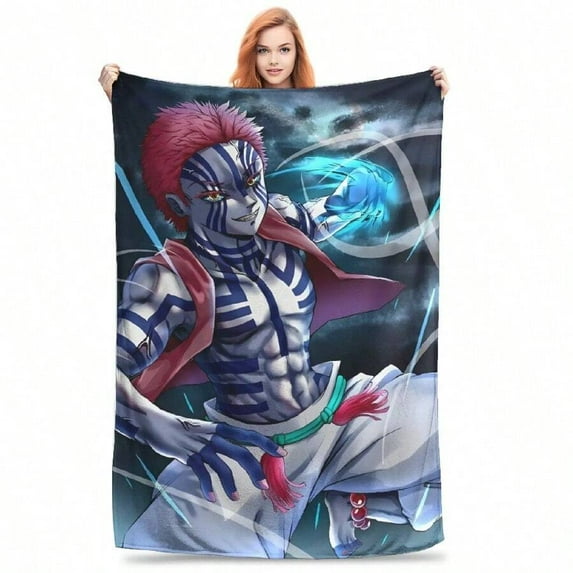 Demon Slayer Akaza Power Pose Soft Flannel Throw Blanket for Sofa Bed ...