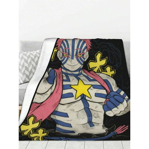 Demon Slayer Akaza Soft Flannel Throw Blanket - Bold Anime Character ...