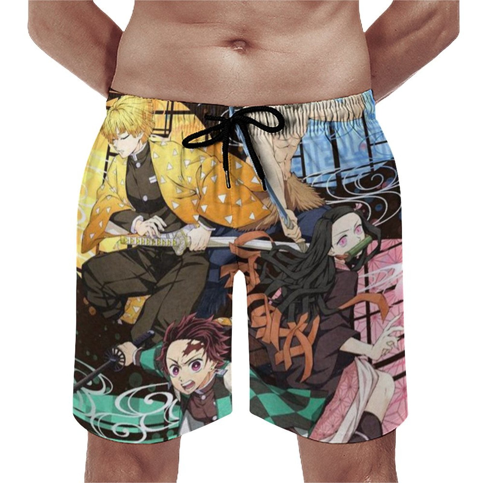 Demon Slayer Anime Characters Men's Swim Trunks Quick Dry Beach Board ...