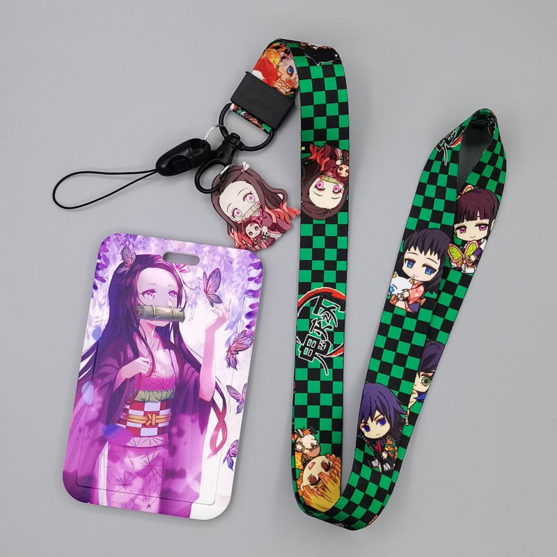 Demon Slayer Anime Style Bus Passcard Wallet with Lanyard for School ...