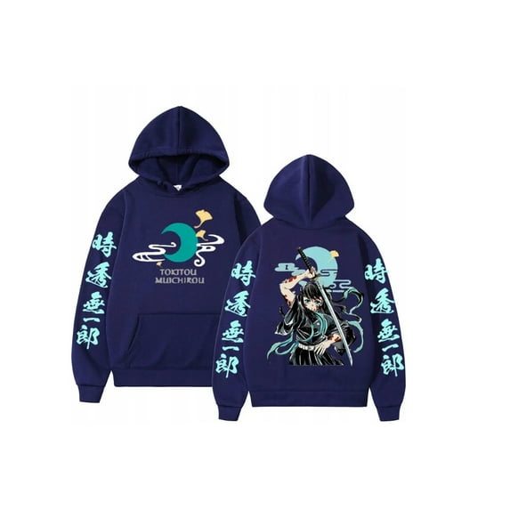 Demon Slayer Anime-Style Graphic Hoodie, Casual Pullover Sweatshirt ...