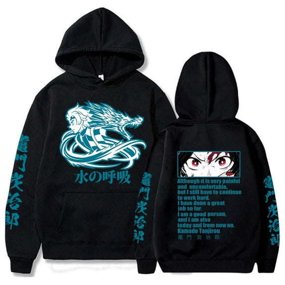 Demon Slayer Anime-Style Graphic Hoodie, Casual Pullover Sweatshirt ...