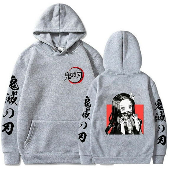 Demon Slayer Anime-Style Graphic Hoodie, Casual Pullover Sweatshirt ...