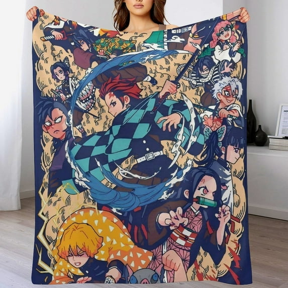Demon Slayer Anime Throw Blanket Soft Lightweight Bedding Decoration ...