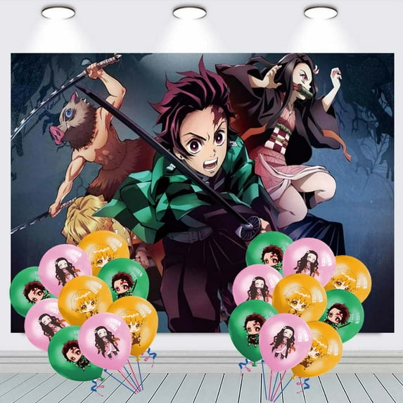 Demon Slayer Backdrop Banner Balloons Party Decorations Supplies ...