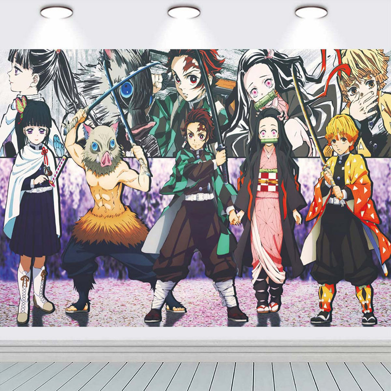 Demon Slayer Backdrop Party Supplies Taspestry Background Banner ...