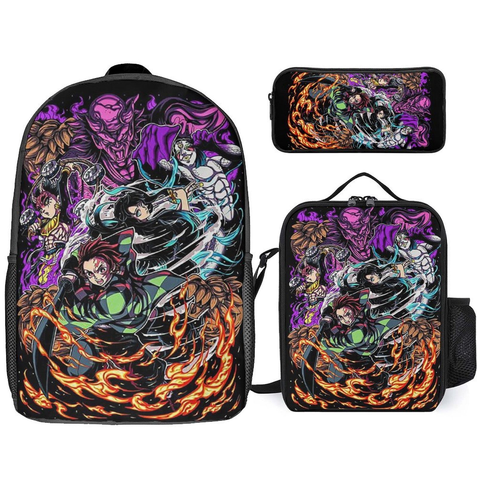 Demon Slayer Backpacks 3pcs Set Laptop Bag Travel Hiking Camping Casual ...