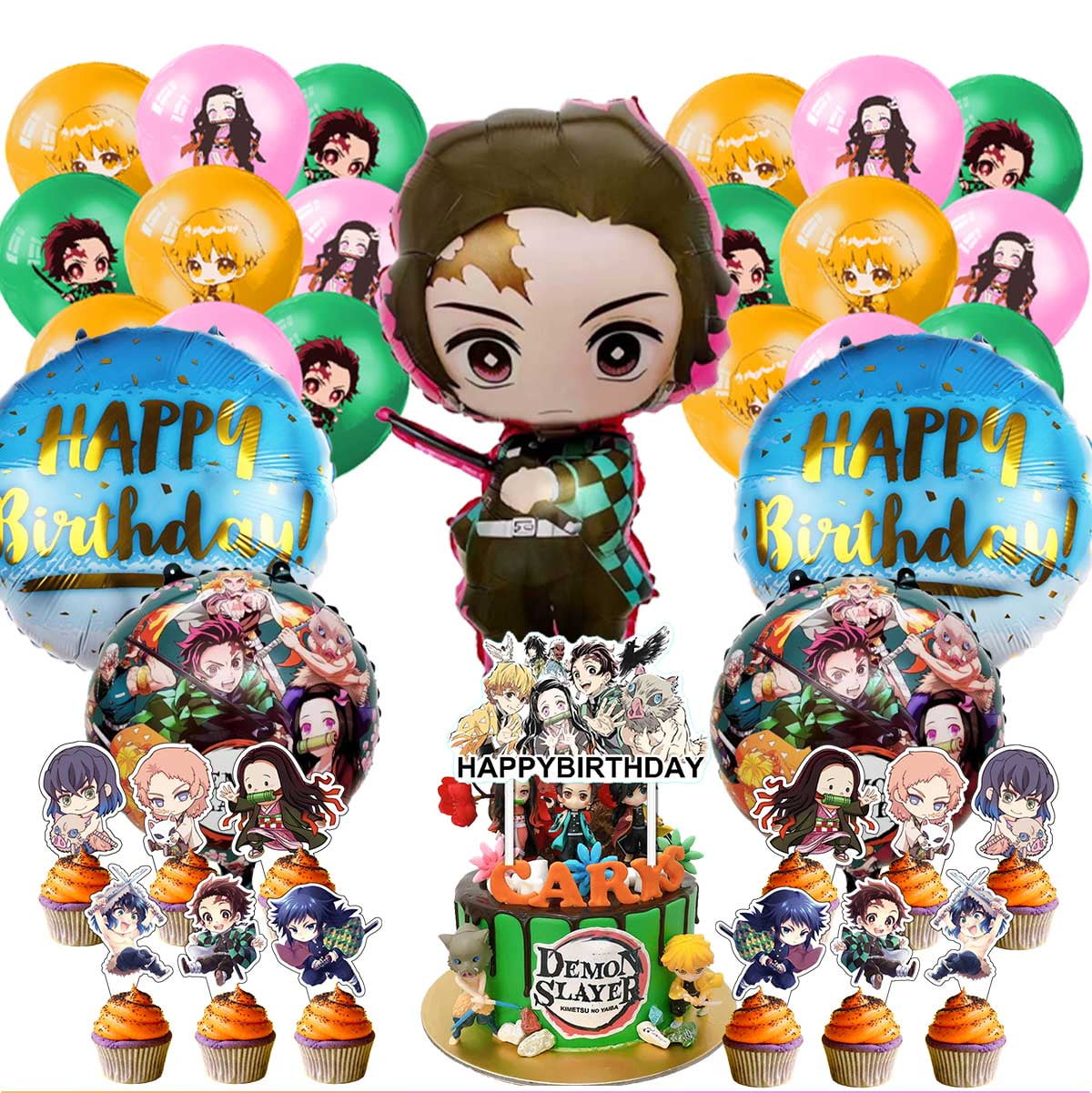 Demon Slayer Balloons Cake Topper Party Supplies Birthday Set ...