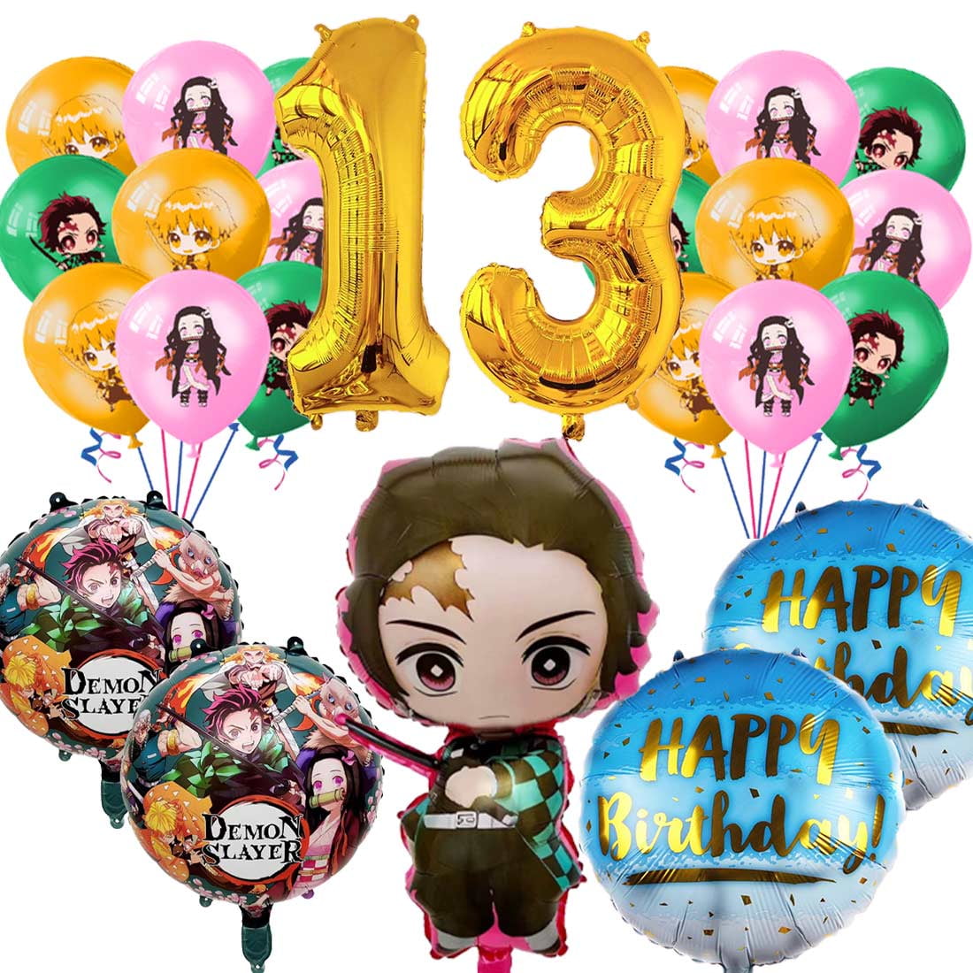 Demon Slayer Balloons Party Supplies 13th Big Number Decorations Decor ...