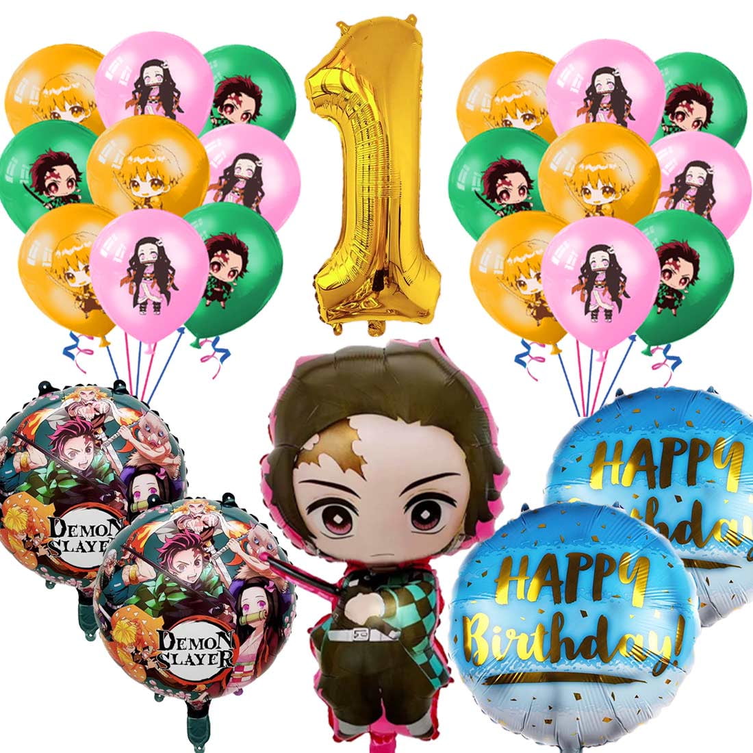 Demon Slayer Balloons Party Supplies 1st Big Number Decorations Decor ...