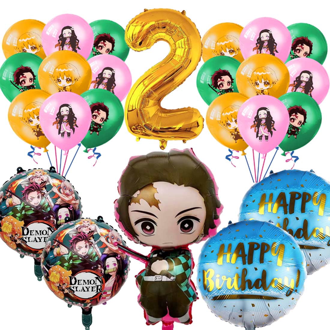 Demon Slayer Balloons Party Supplies 2nd Big Number Decorations Decor ...