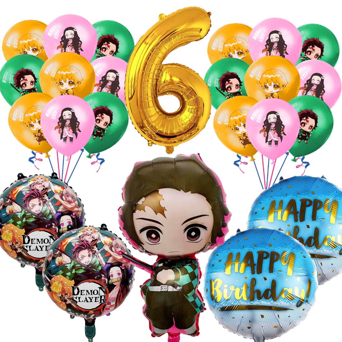 Demon Slayer Balloons Party Supplies 6th Big Number Decorations Decor ...