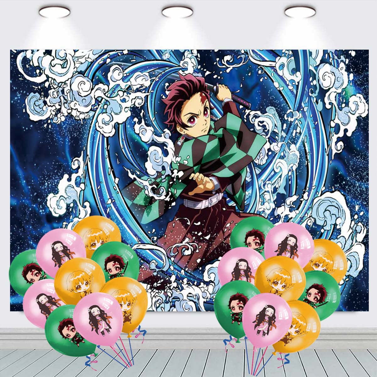 Demon Slayer Banner Backdrop Background Birthday Balloons Party ...