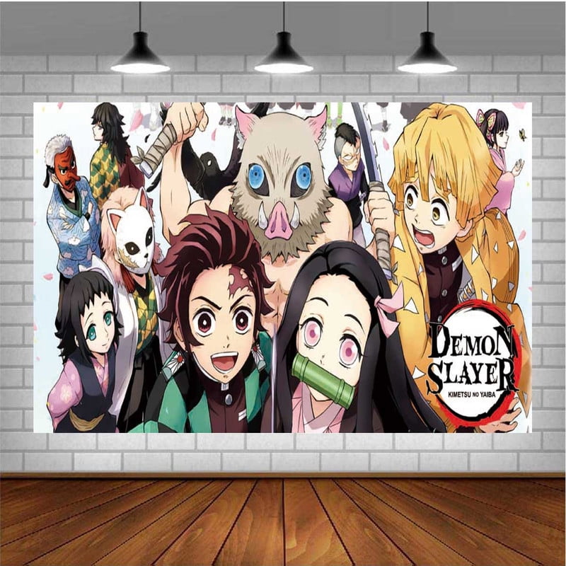 Demon Slayer Banner Poster Wall Decor Birthday Backdrop Background ...