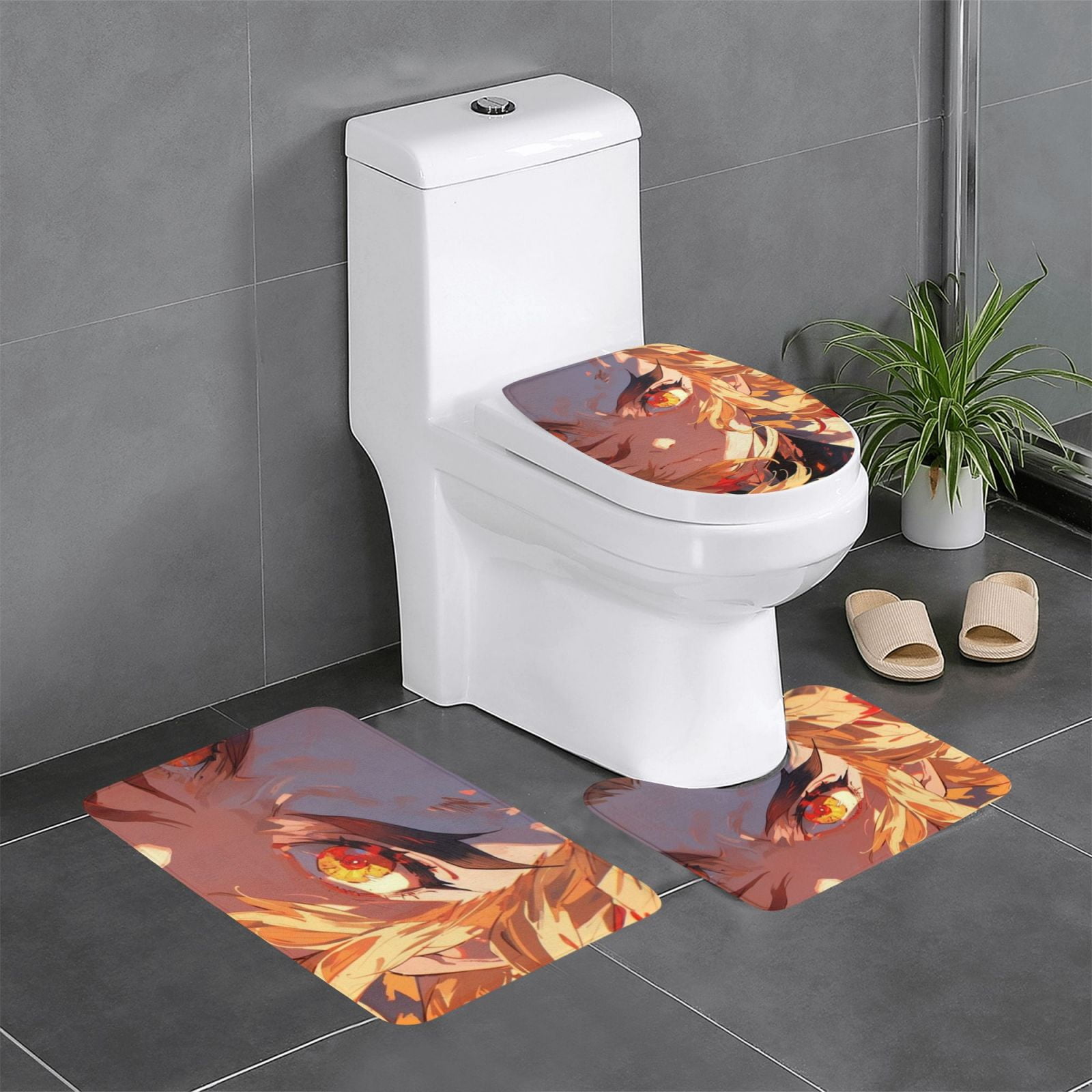 Demon Slayer Bathroom Rugs Sets 3 Piece, Super Soft And Absorbent Non ...