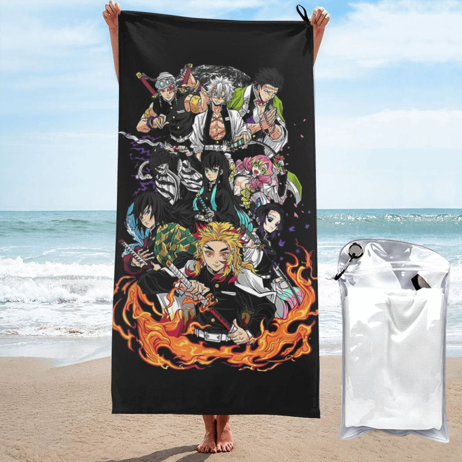 Demon Slayer Beach Towel Absorbent Large Towel 3D Cartoon Towel Fast ...