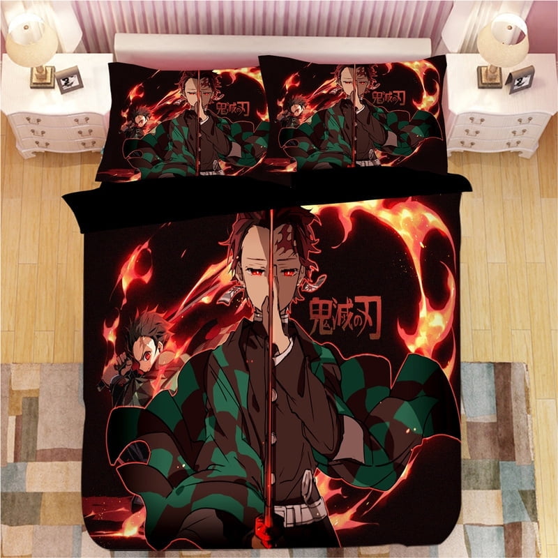Demon Slayer Bedding Sets Cartoon Comfortable Bed Linen Boys Kids ...