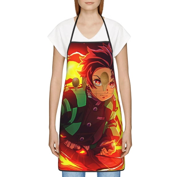 Demon Slayer Bib Apron With Pockets, Cooking Kitchen Chef Apron For ...