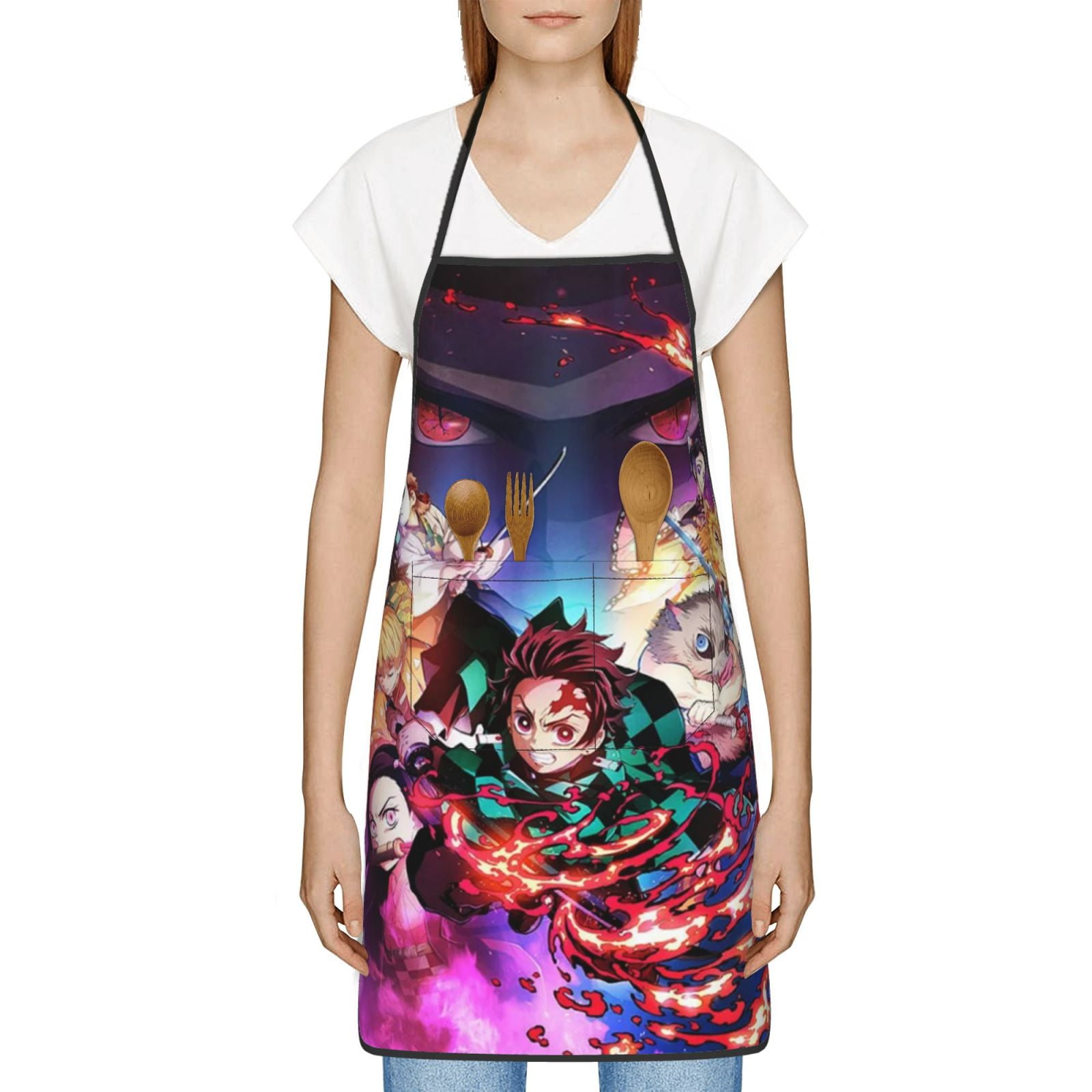 Demon Slayer Bib Apron With Pockets, Cooking Kitchen Chef Apron For ...