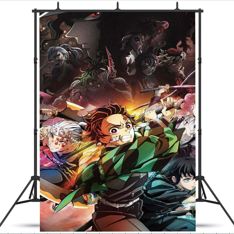 Demon Slayer Birthday Party Supplies Banner Backdrop Background ...