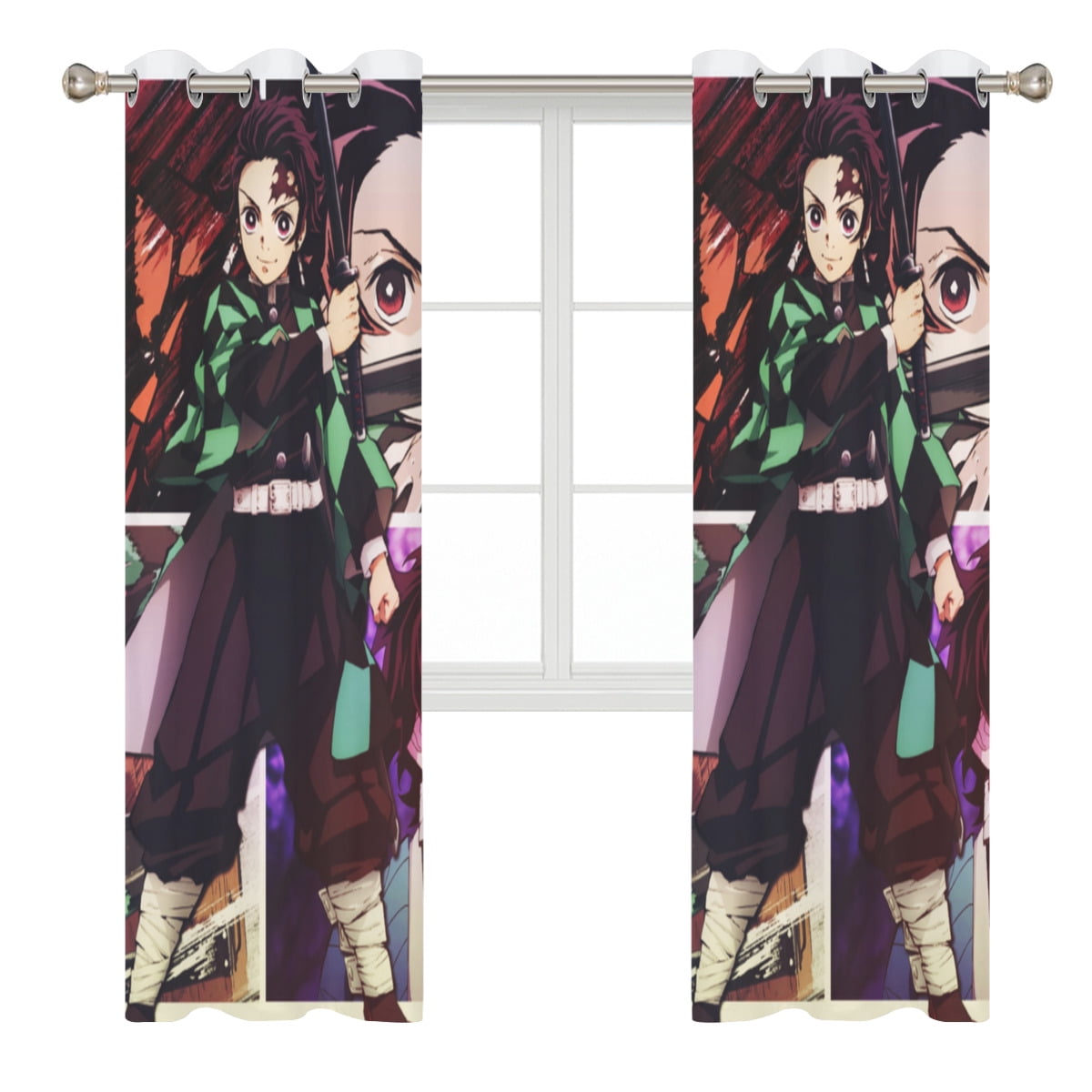 Demon Slayer Blackout Room Curtains Bedroom Kids Curtains Insulated ...