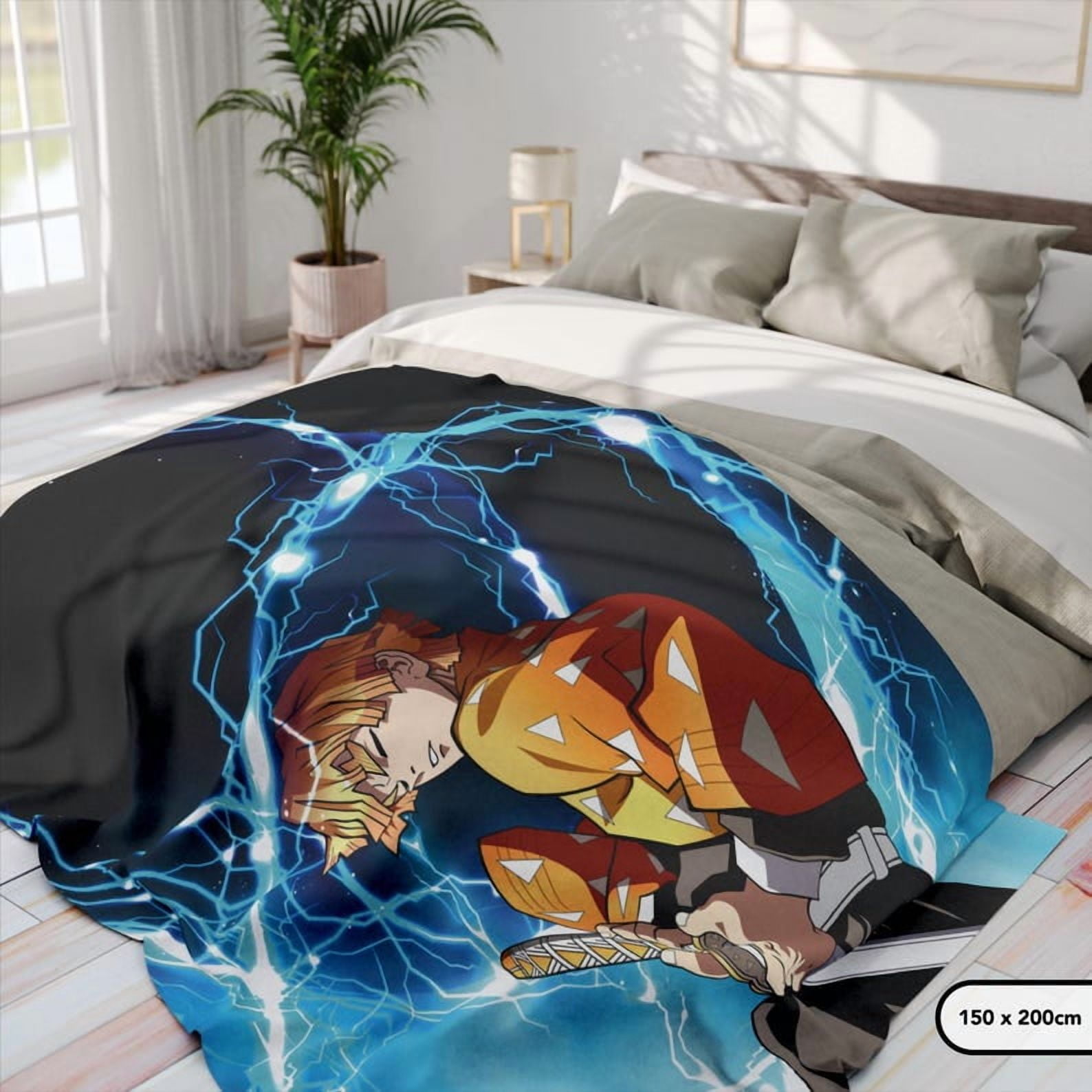 Demon Slayer Blanket Anime Demon Slayer Zenitsu Anime blanket for Anime ...