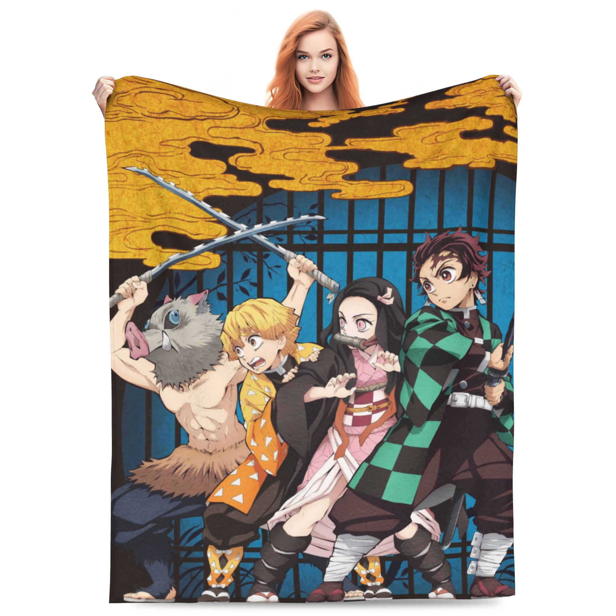 Demon Slayer Blanket Lightweight Throw Blanket Flannel Fleece ...