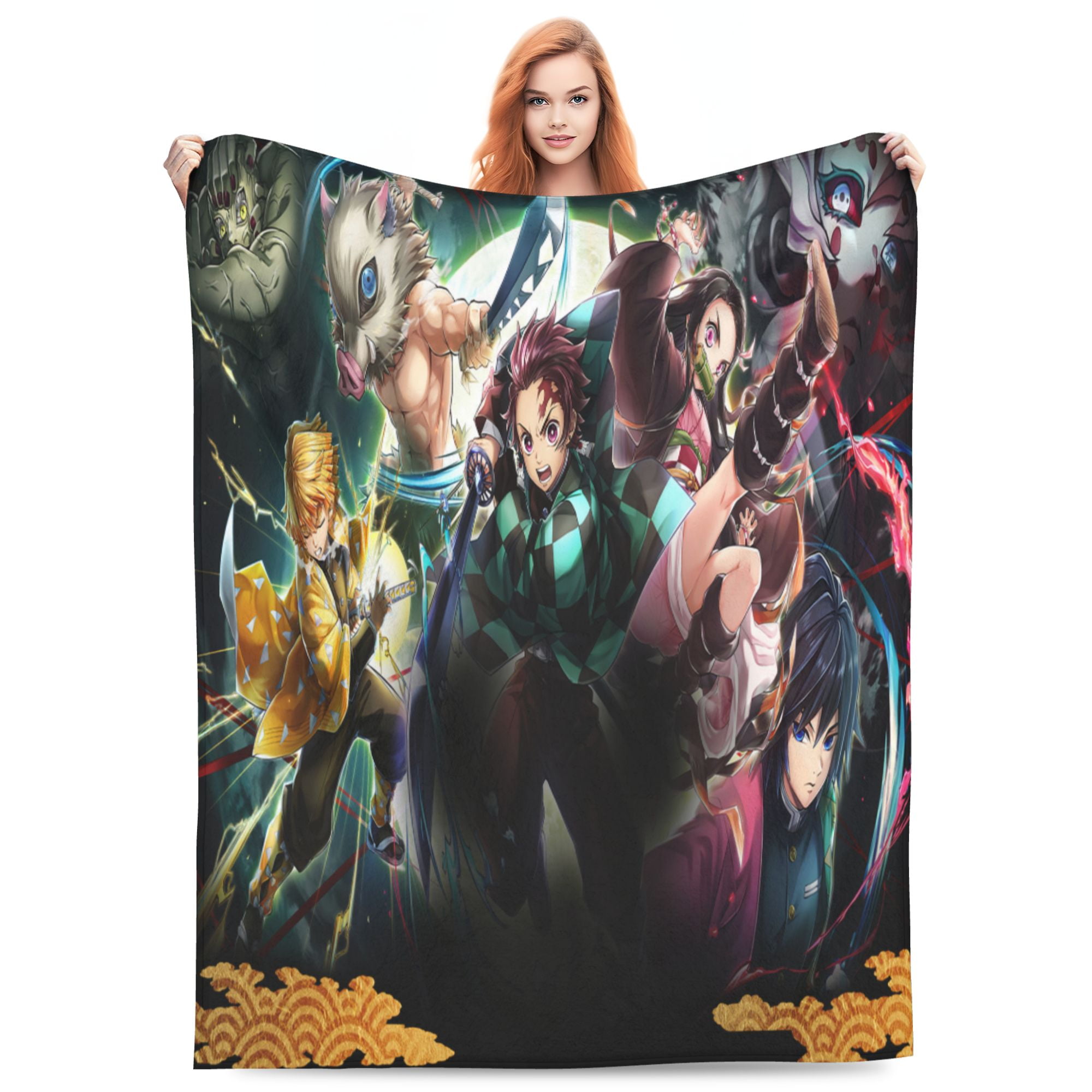 Demon Slayer Blanket Lightweight Throw Blanket Flannel Fleece ...