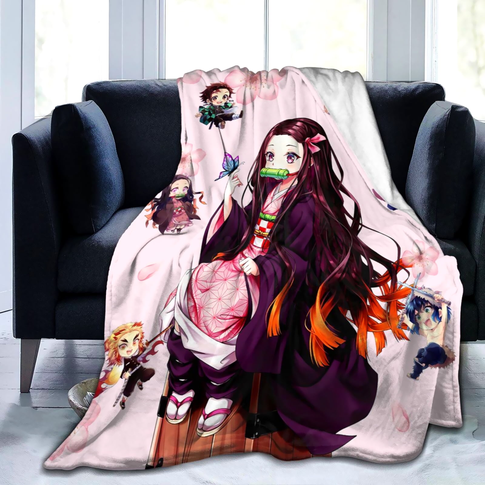 Demon Slayer Blanket Merch Stuff Nezuko Blankets Anime Bedding Demon ...