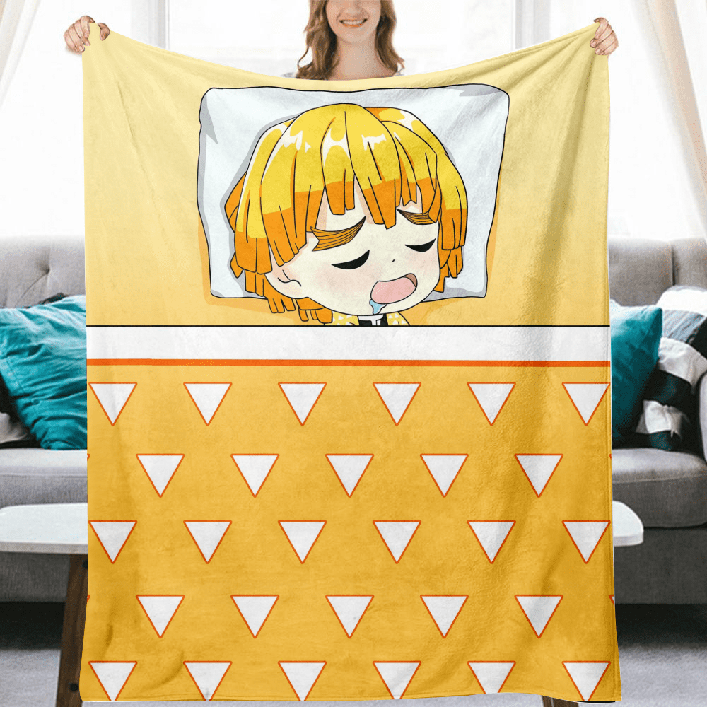 Demon Slayer Blanket Q Version Agatsuma Zenitsu Sofa Throw Amusing Cosy ...