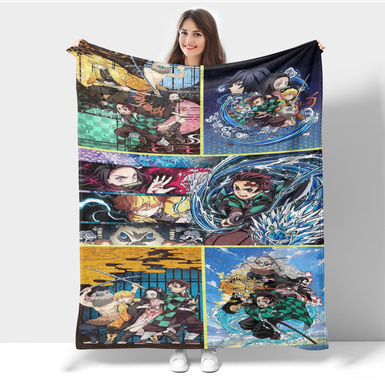 Demon Slayer Blanket Super Soft Flannel Lightweight Plush Cozy Throws ...