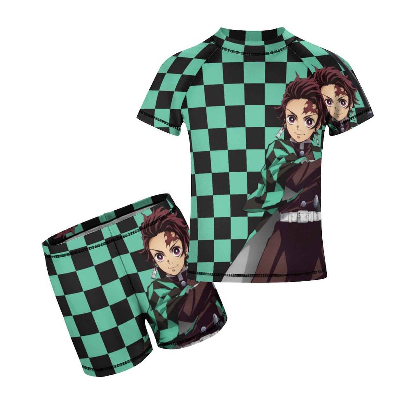 Demon Slayer Boys 2-Piece Swimsuit Set Bathing Suit Short Sleeve ...
