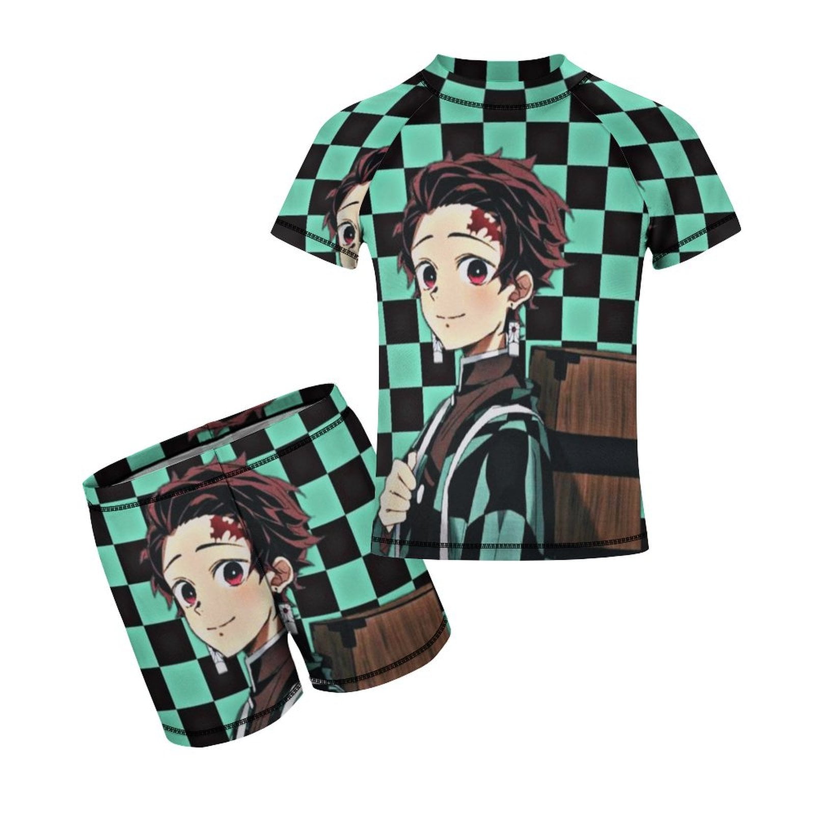 Demon Slayer Boys 2-Piece Swimsuit Set Bathing Suit Short Sleeve ...
