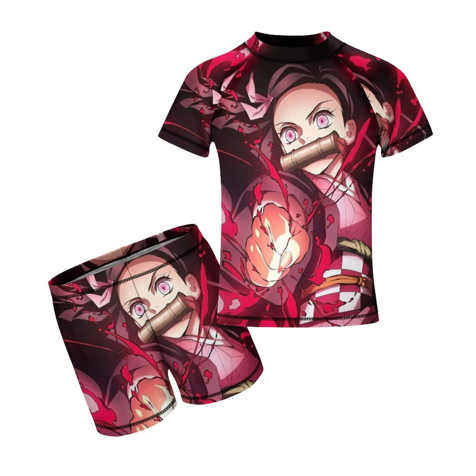 Demon Slayer Boys 2-Piece Swimsuit Set Bathing Suit Short Sleeve ...