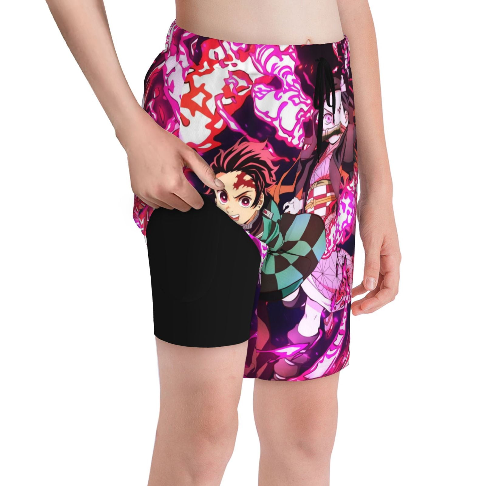 Demon Slayer Boys Swim Trunks Compression Liner Swim Shorts Beach Quick ...