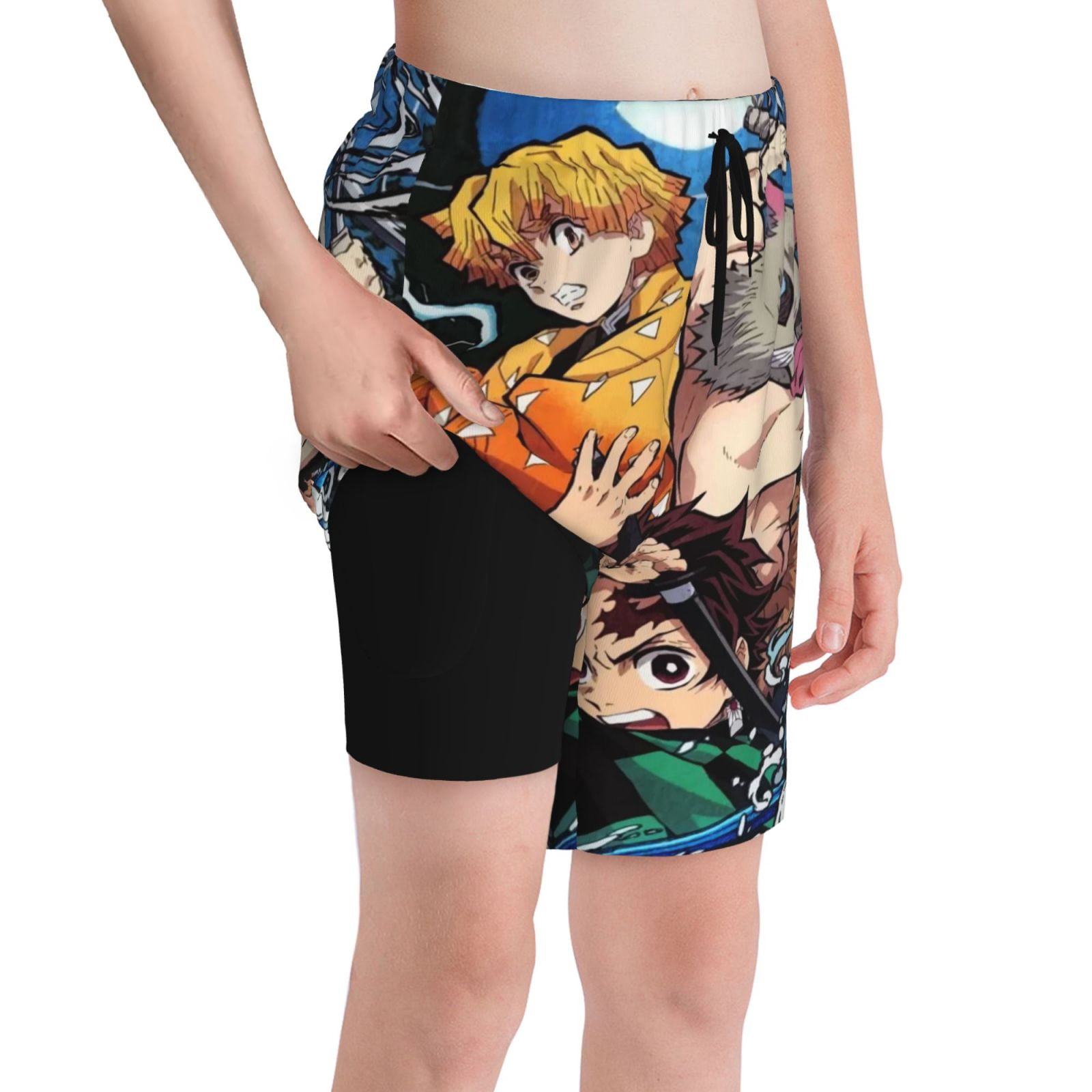 Demon Slayer Boys Swim Trunks Compression Liner Swim Shorts Beach Quick ...
