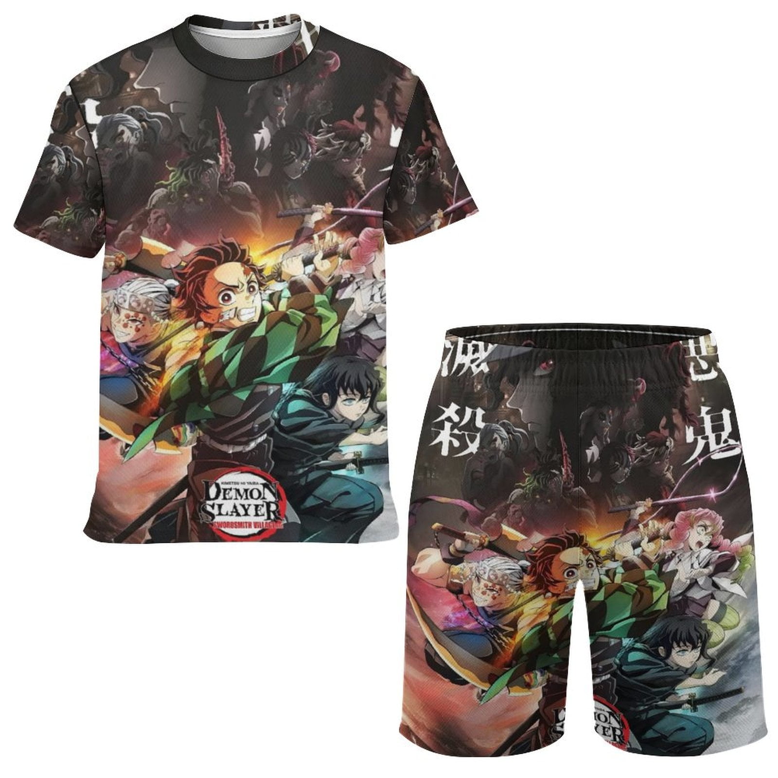 Demon Slayer Boys T-Shirt And Shorts Outfit Set Athletic Short Sleeve ...
