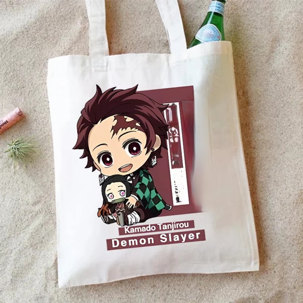 Demon Slayer Canvas Shoulder Bag Anime Cartoon Printed Storage Bags ...