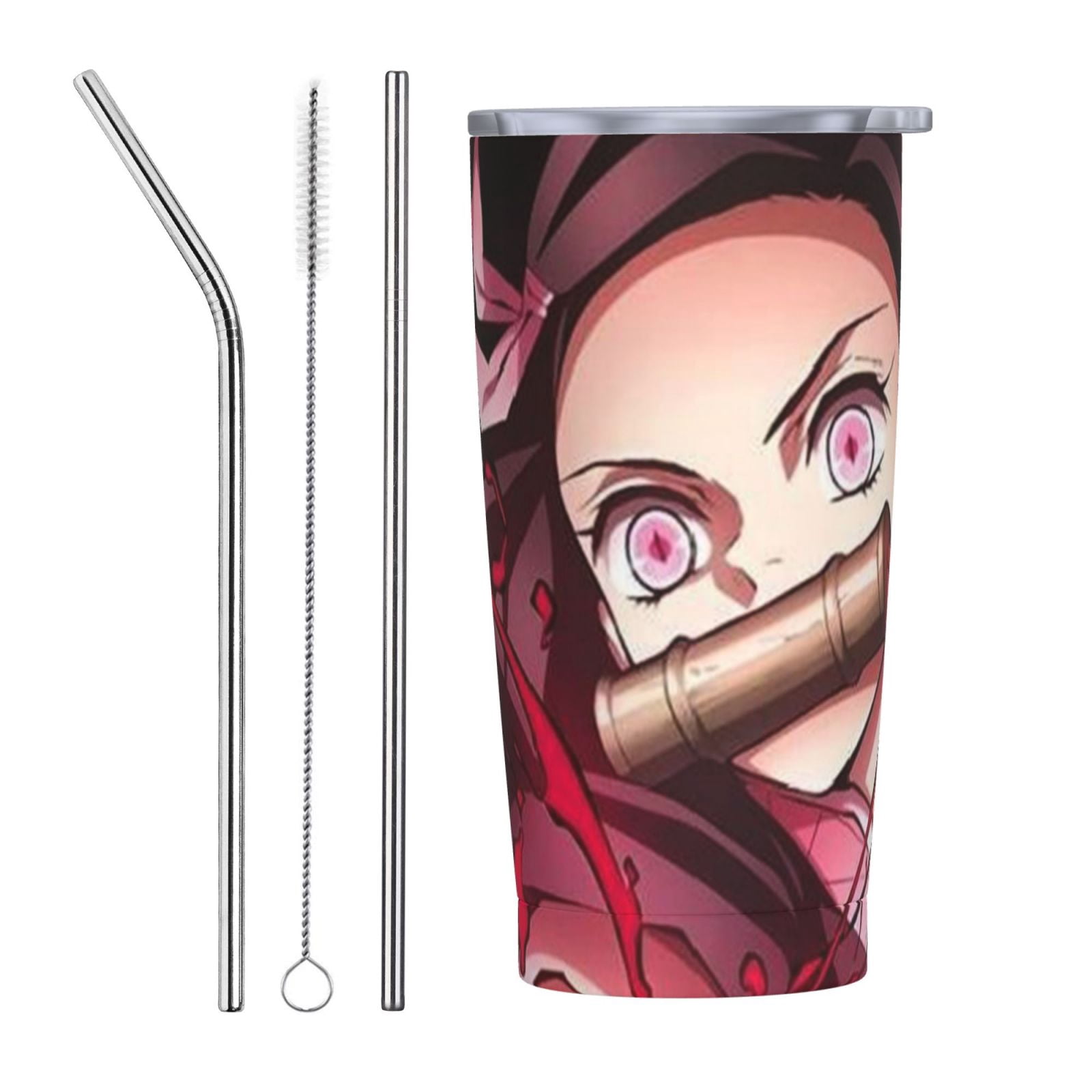 Demon Slayer Car Cup With Straw 20oz Stainless Steel Tumbler Push-Pull ...
